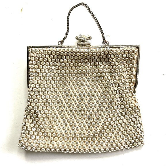 Bags | Vintage Embellished White Diamond Mini Purse | Poshmark